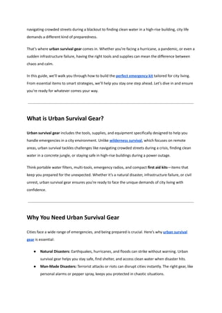 Urban Survival Gear- How to Build the Perfect Emergency Kit for City ...