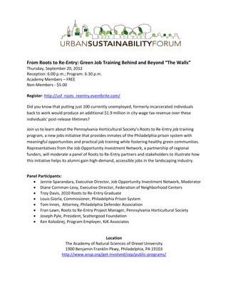 From Roots to Re-Entry: Green Job Training Behind and Beyond “The Walls ...