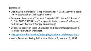 Urban transportation crisis in india | PPTX