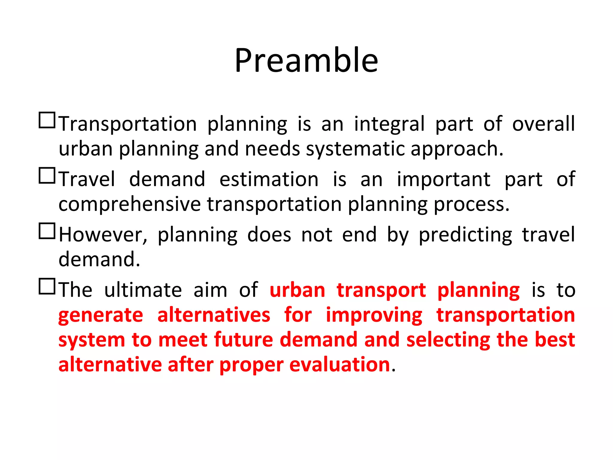 Urban transportation planning | PPT