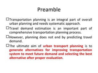 Urban transportation planning | PPT