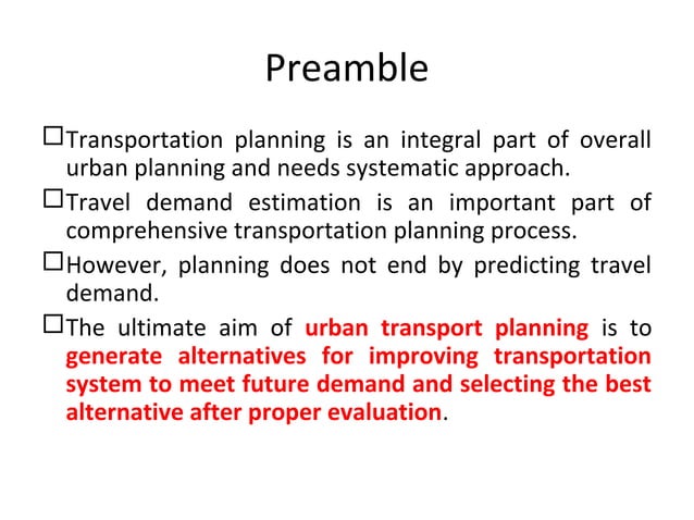 Urban transportation planning | PPT | Civil Engineering Industry ...