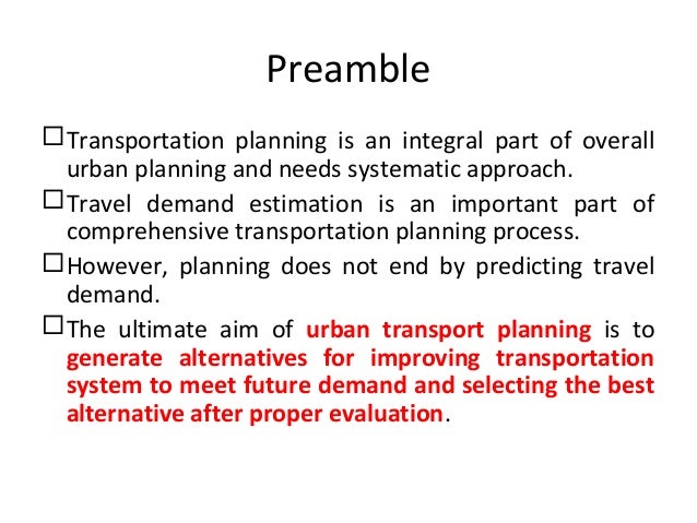 Urban transportation planning