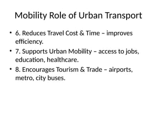 Urban Transport Economy Mobility for road tranfortation | PPTX