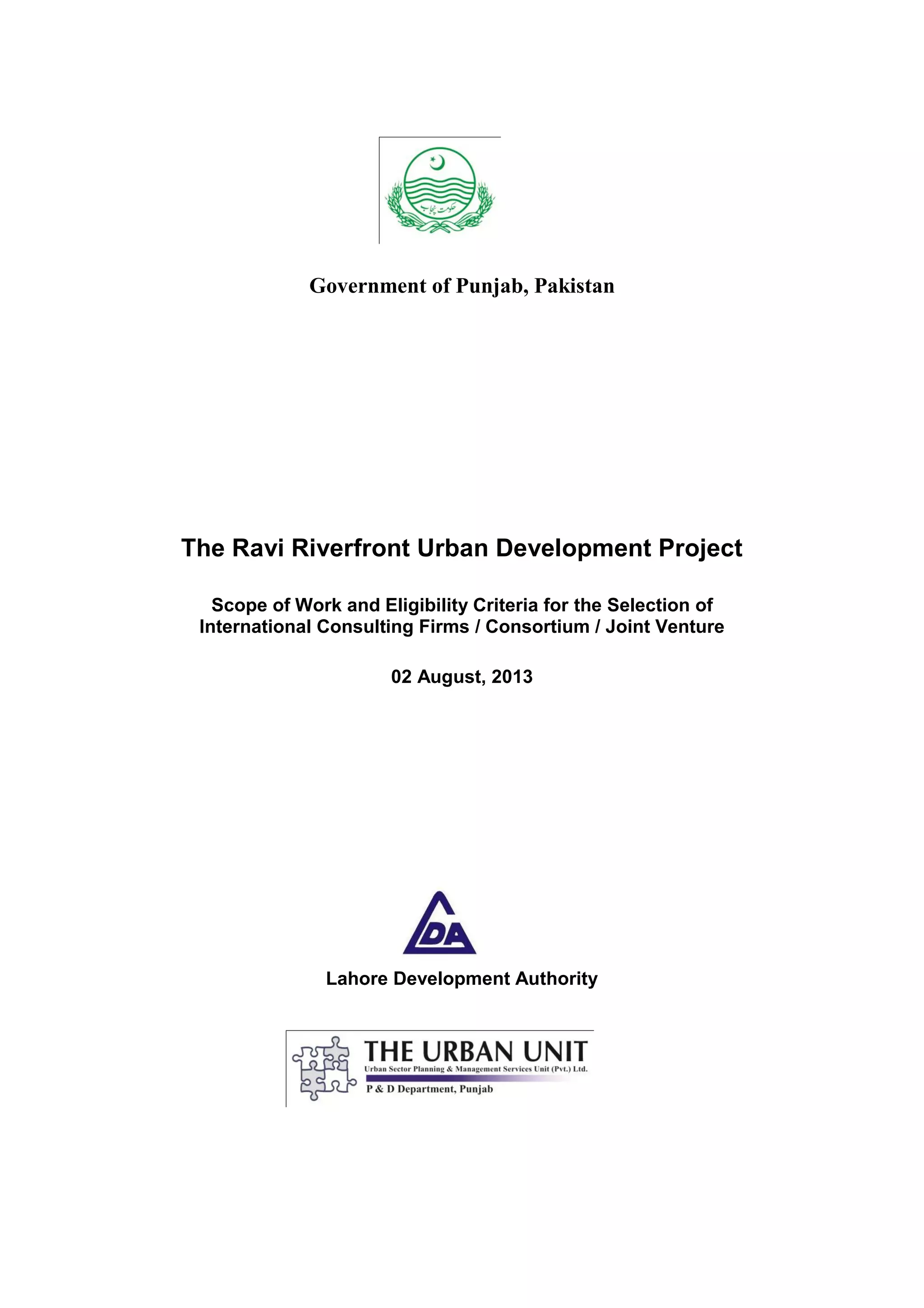 The Ravi Riverfront Urban Development Project | PDF