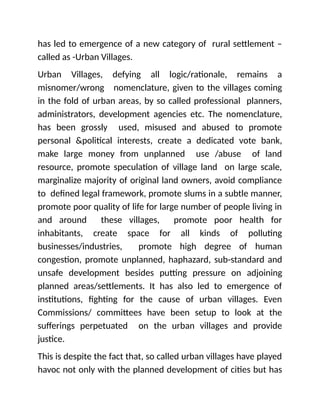 Rationalising Growth and Development of villages including so called ...