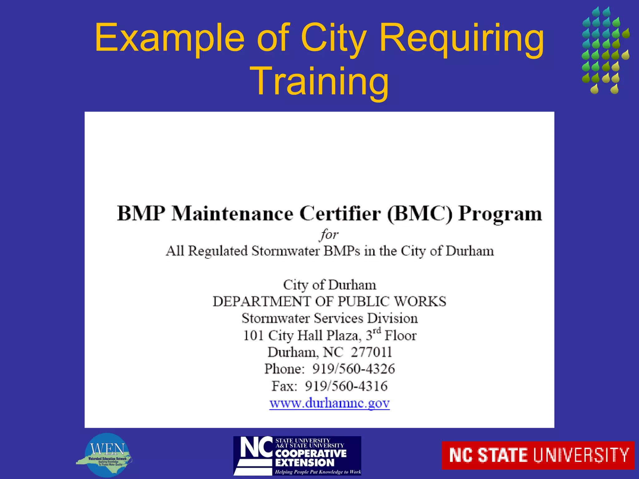 BMP Inspection and Maintenance Training in North Carolina | PPT | Free ...
