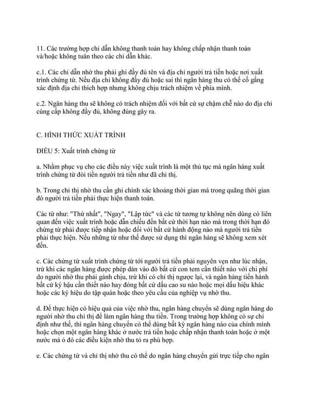 URC 522 - QUY TẮC THỐNG NHẤT VỀ NHỜ THU | PDF