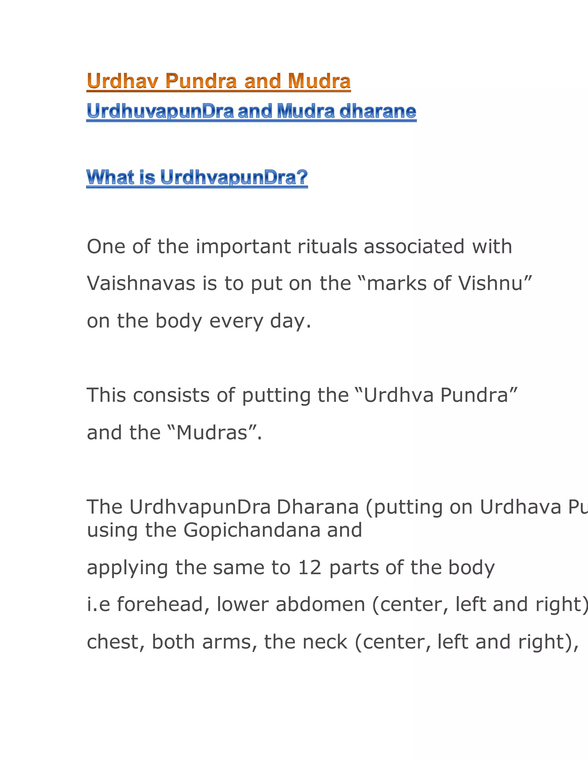 Urdhav pundra and mudra | DOCX