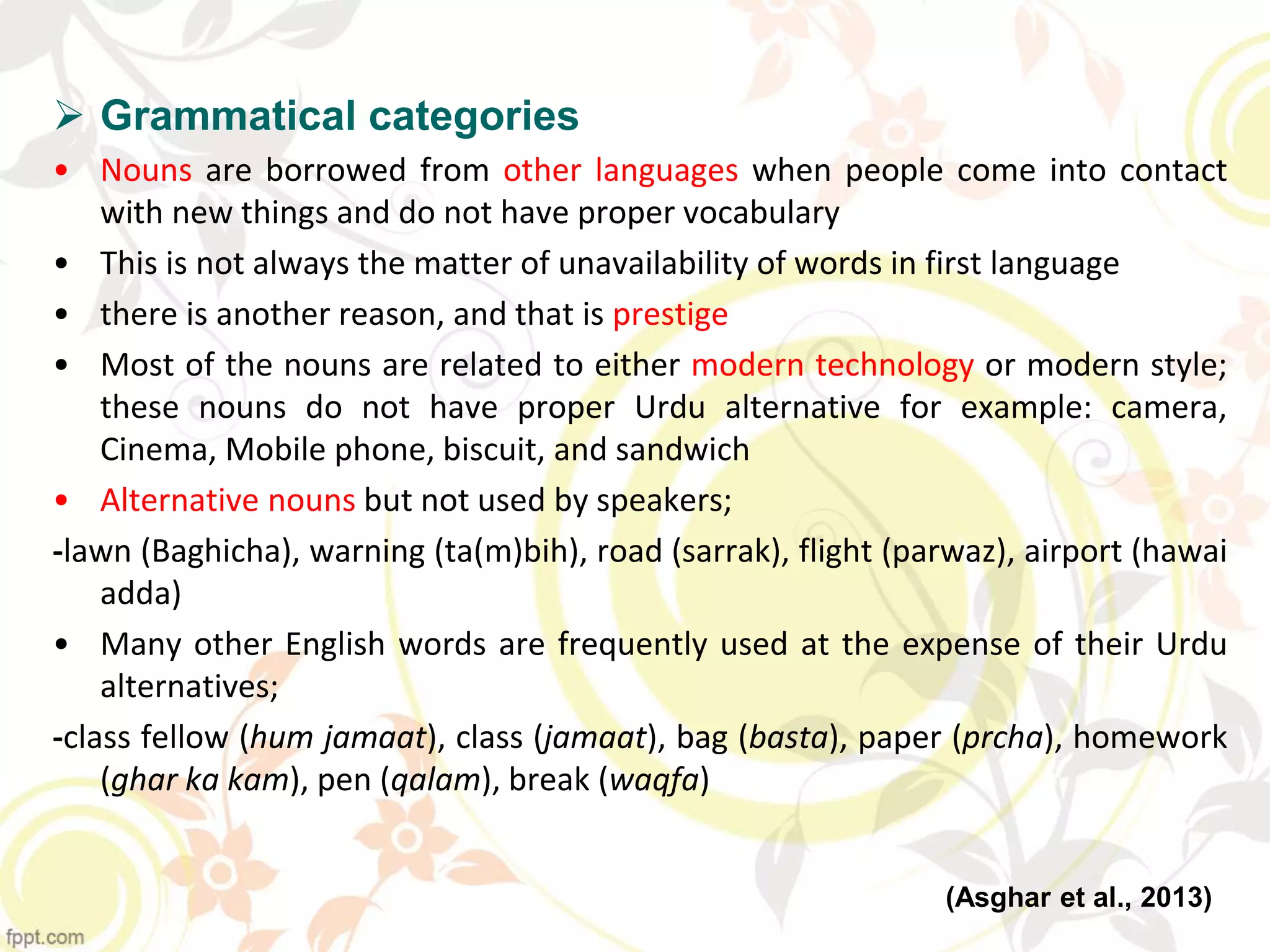 Urdu Language (Variations) | PPTX