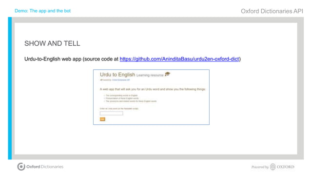 Urdu with the Oxford Dictionaries API | PPT