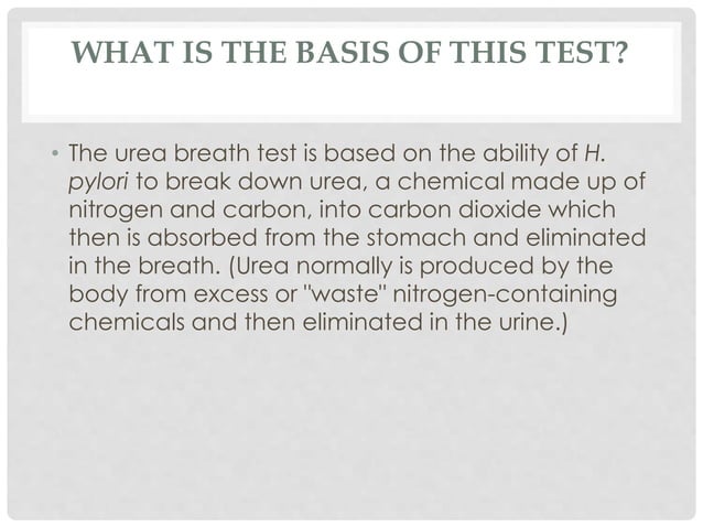 Urea breath test | PPTX | Chemistry | Science
