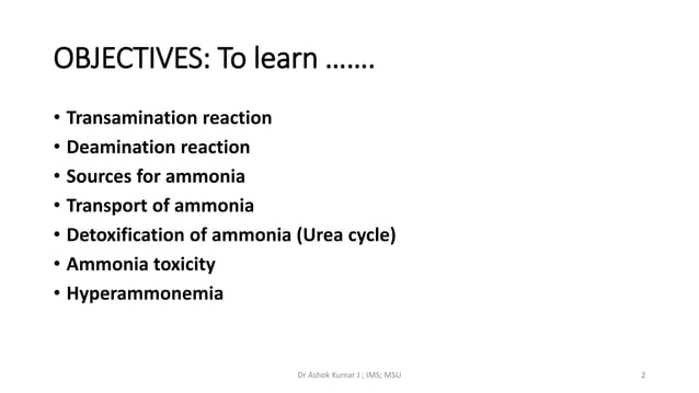 Formation of ammonia and Urea cycle by Dr. Ashok Kumar J | PPTX ...