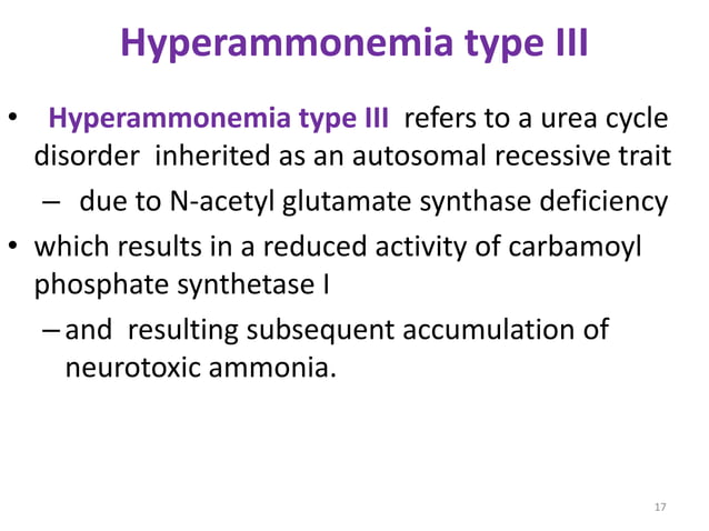 Urea cycle defect hyperammonemia | PPTX | Blood Disorders | Diseases ...