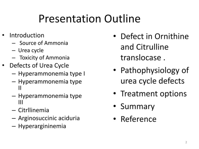 Urea cycle defect hyperammonemia | PPTX | Blood Disorders | Diseases ...