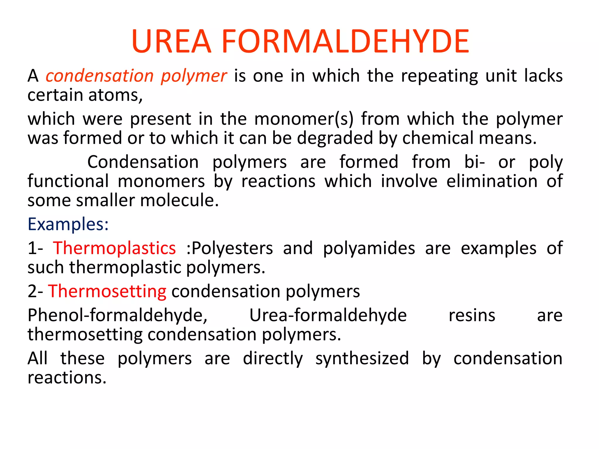 Urea formaldehyde.. | PPTX