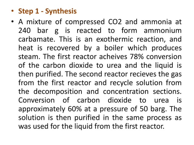 Urea manufacturing process | PPTX | Chemistry | Science