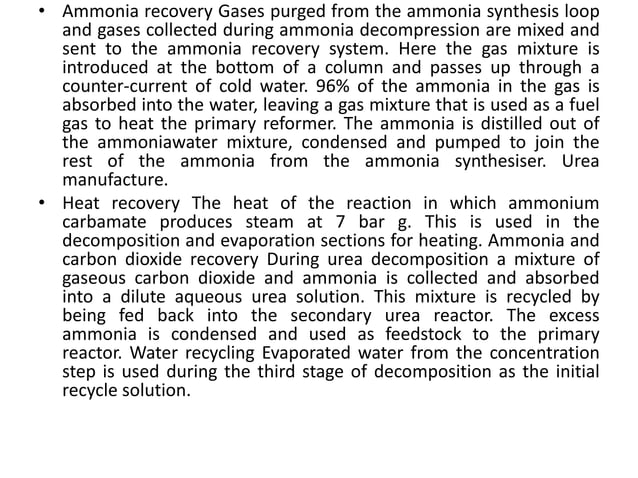 Urea manufacturing process | PPTX | Chemistry | Science