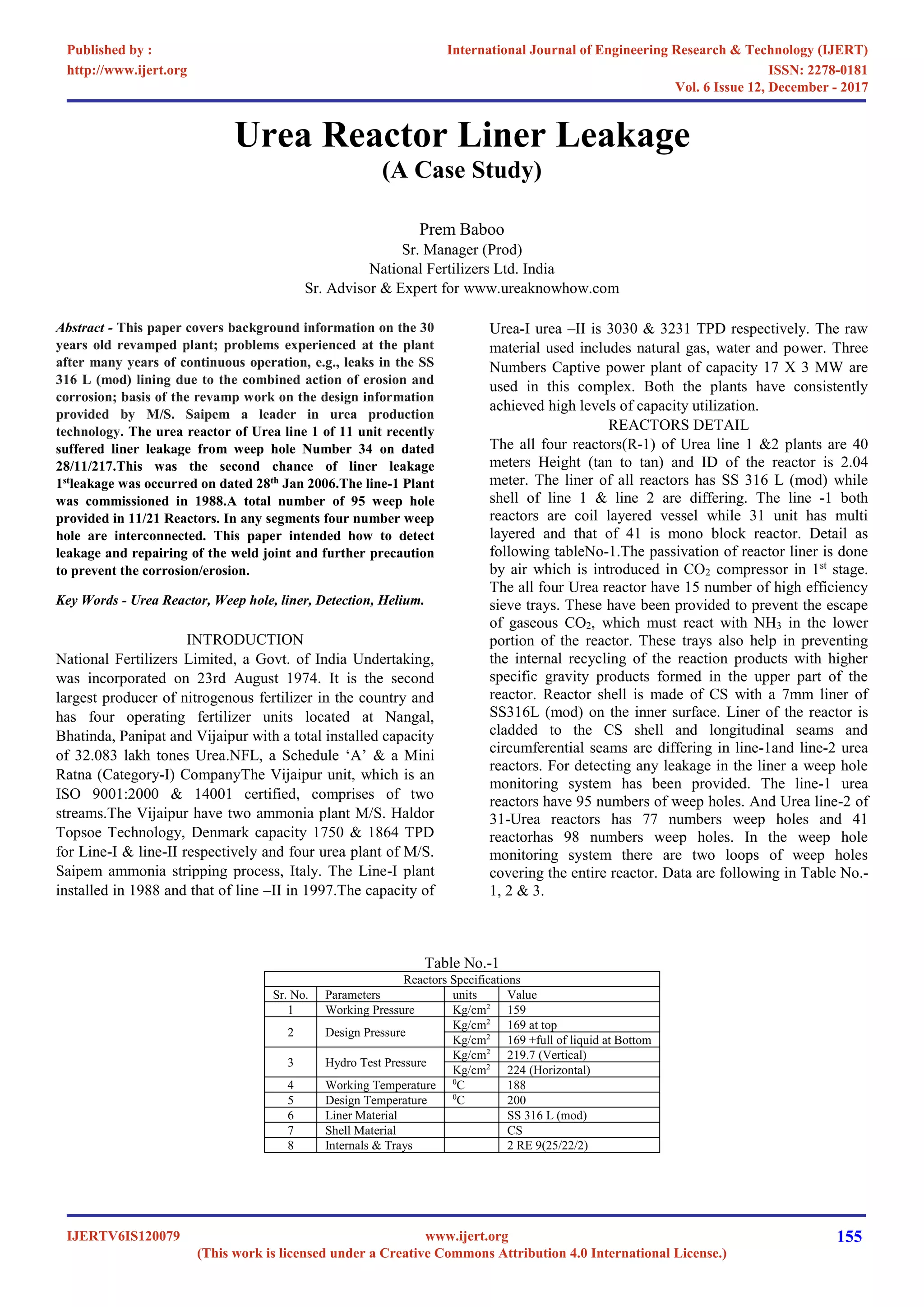 Urea reactor liner leakage(a case study) | PDF