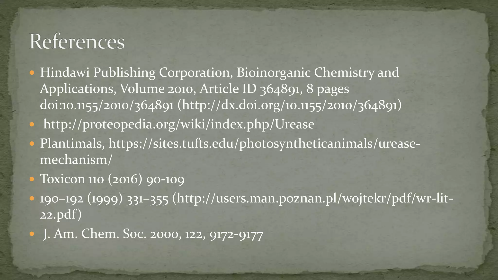 Urease enzyme and its catalytic cycle | PPTX
