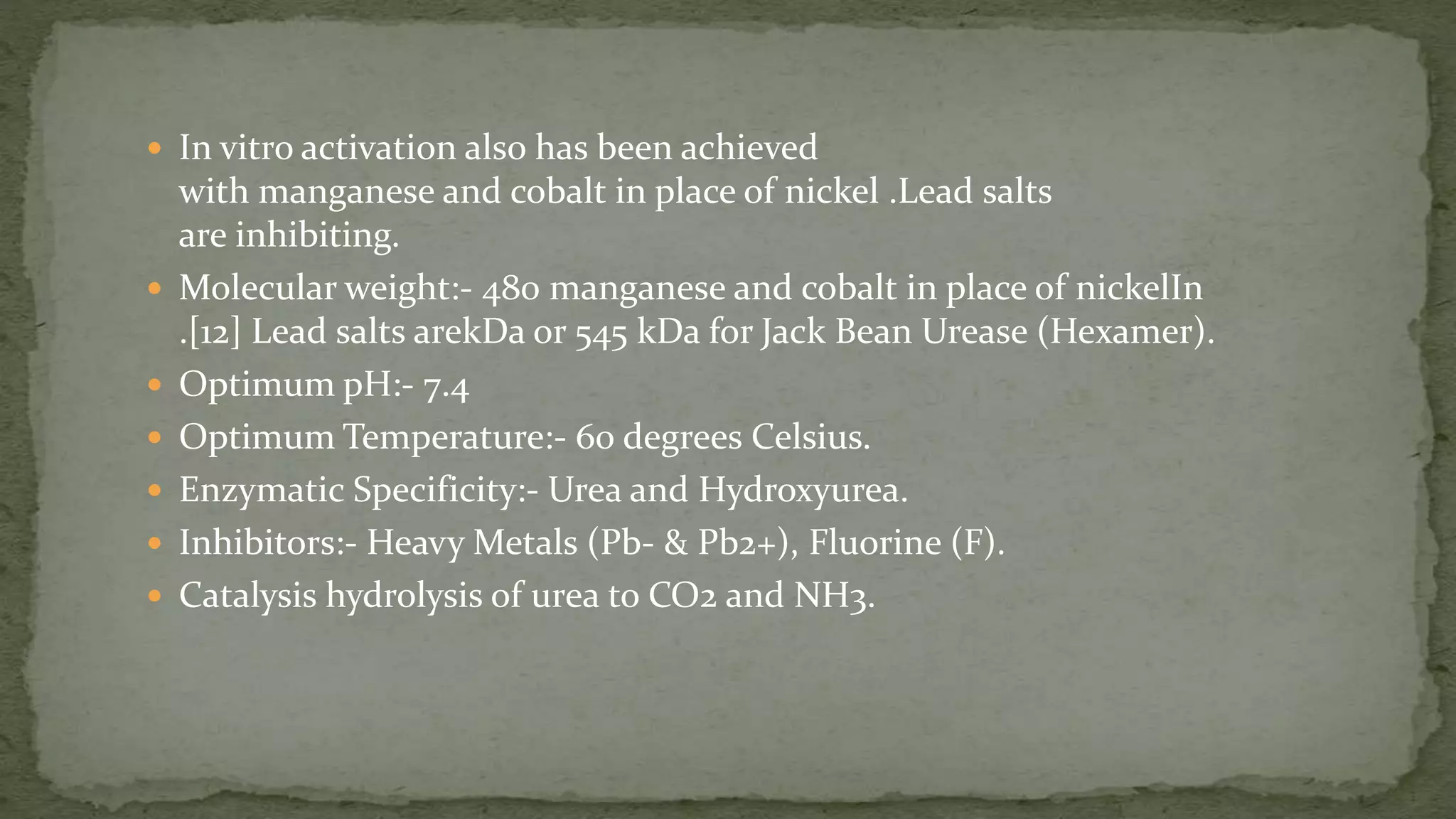 Urease enzyme and its catalytic cycle | PPTX