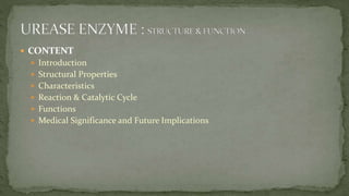 Urease enzyme and its catalytic cycle | PPTX