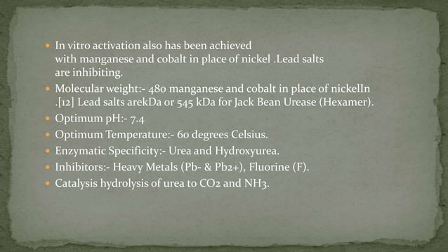 Urease enzyme and its catalytic cycle | PPTX