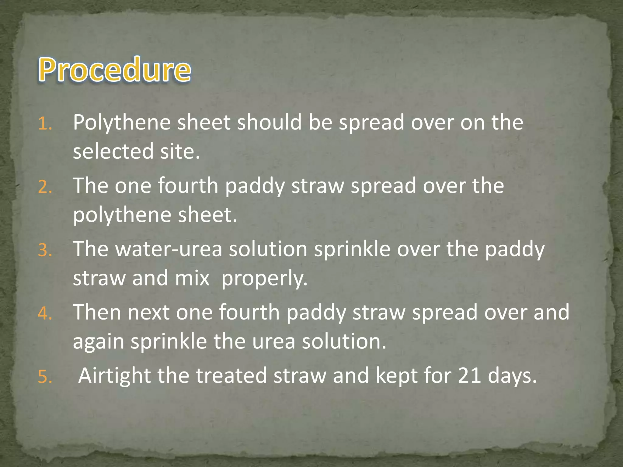 Urea treatment of straw | PPTX