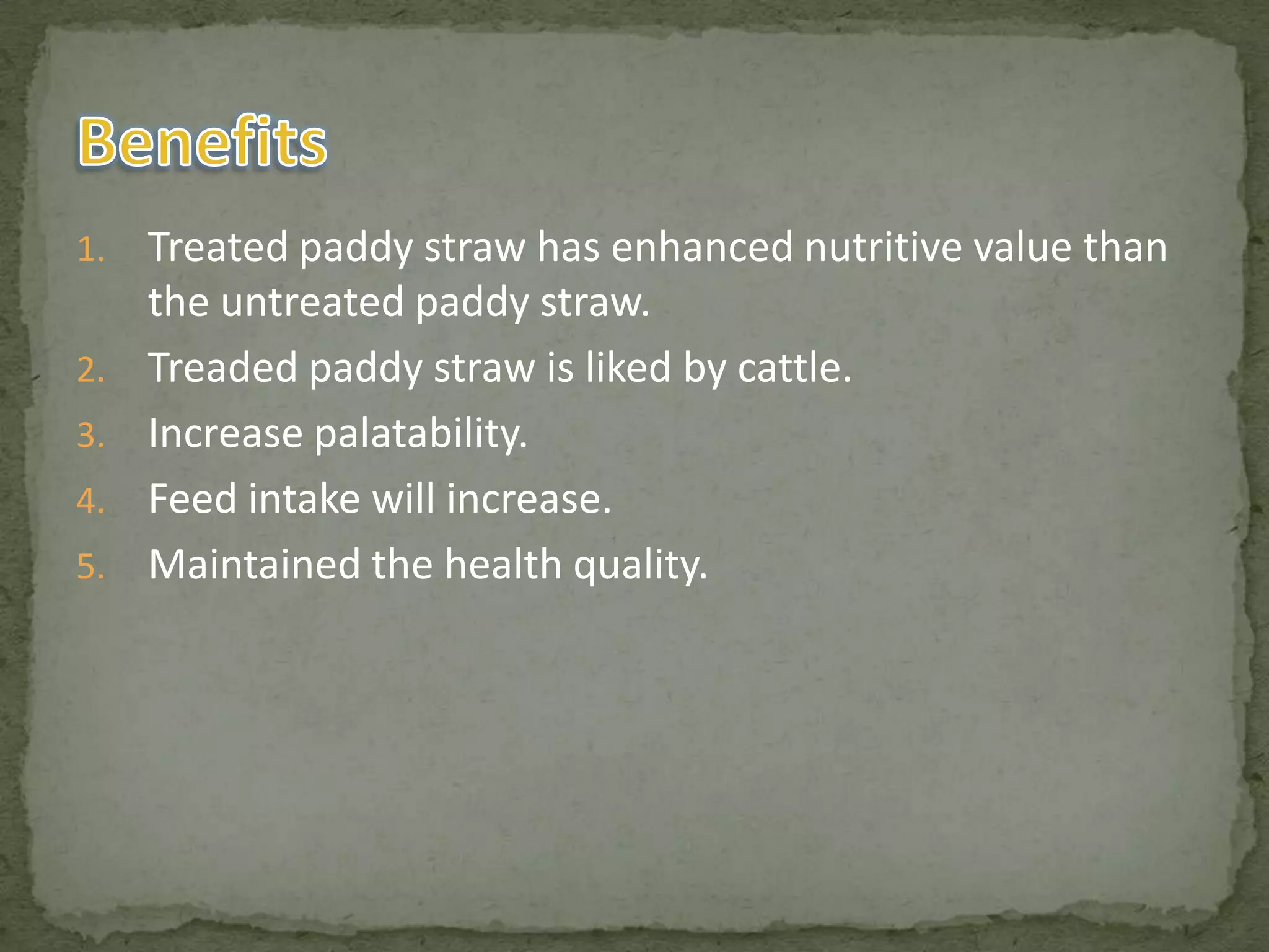 Urea treatment of straw | PPTX