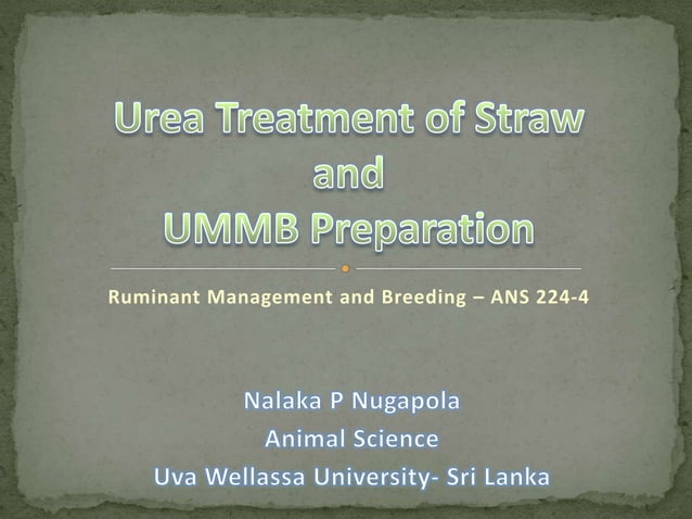 Urea treatment of straw | PPTX | Agriculture | Industries