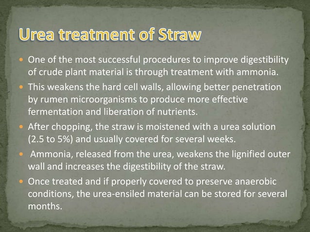 Urea treatment of straw | PPTX | Agriculture | Industries