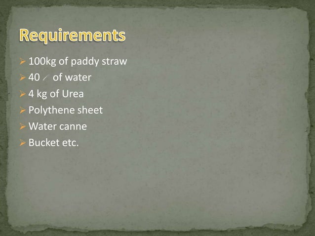 Urea treatment of straw | PPTX | Agriculture | Industries