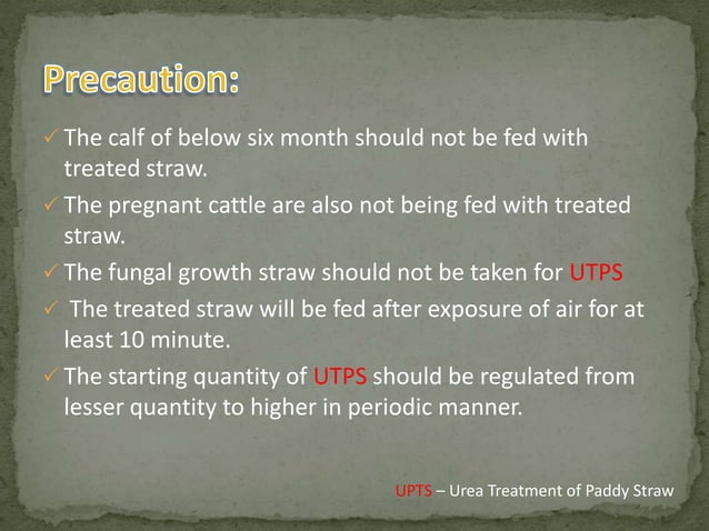Urea treatment of straw | PPTX | Agriculture | Industries
