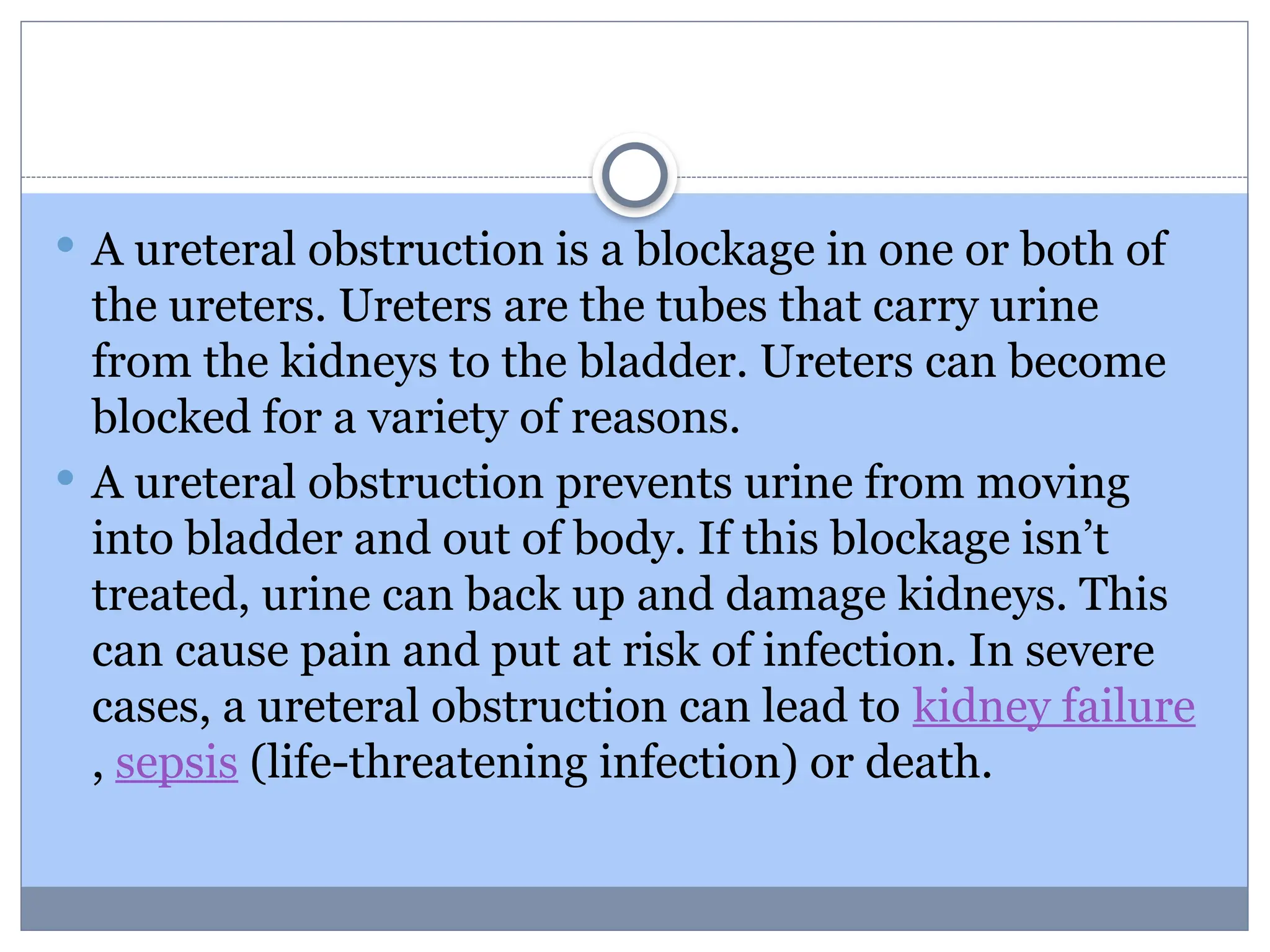 URETERAL OBSTRUCTION and nursing management .pptx | Digestive Disorders ...