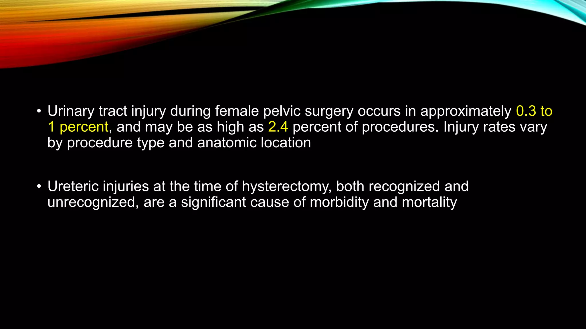 Ureteric injuries in gynecological surgeries | PPTX