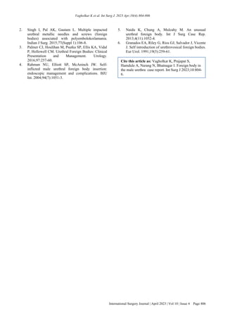 Foreign body in the male urethra: case report | PDF