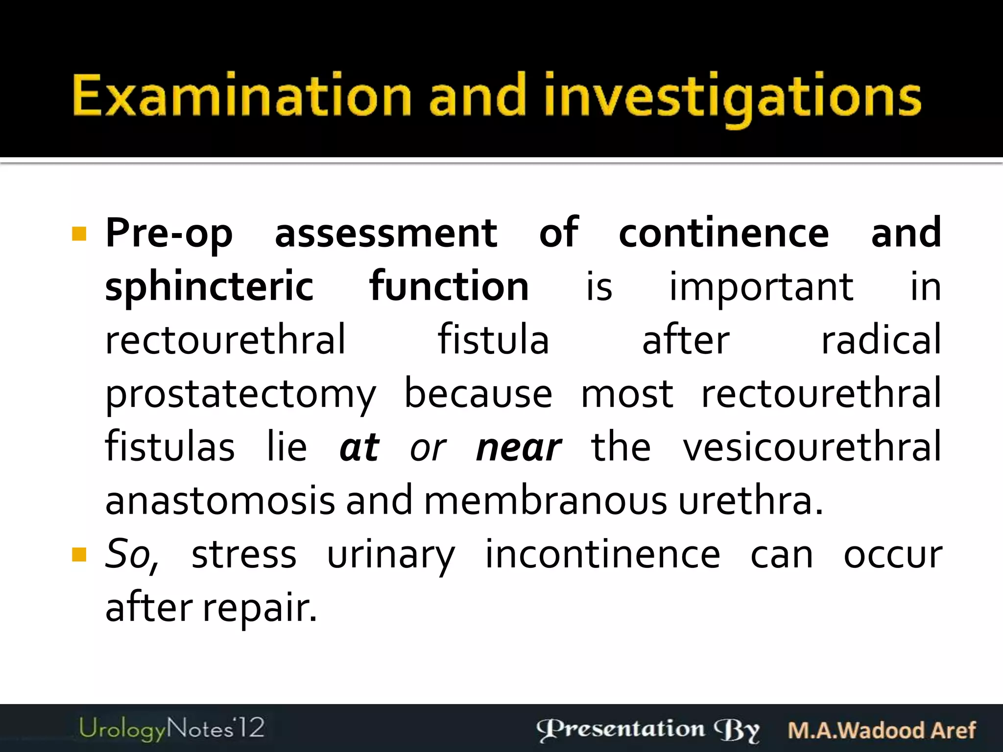 Urethrorectal fistula | PDF