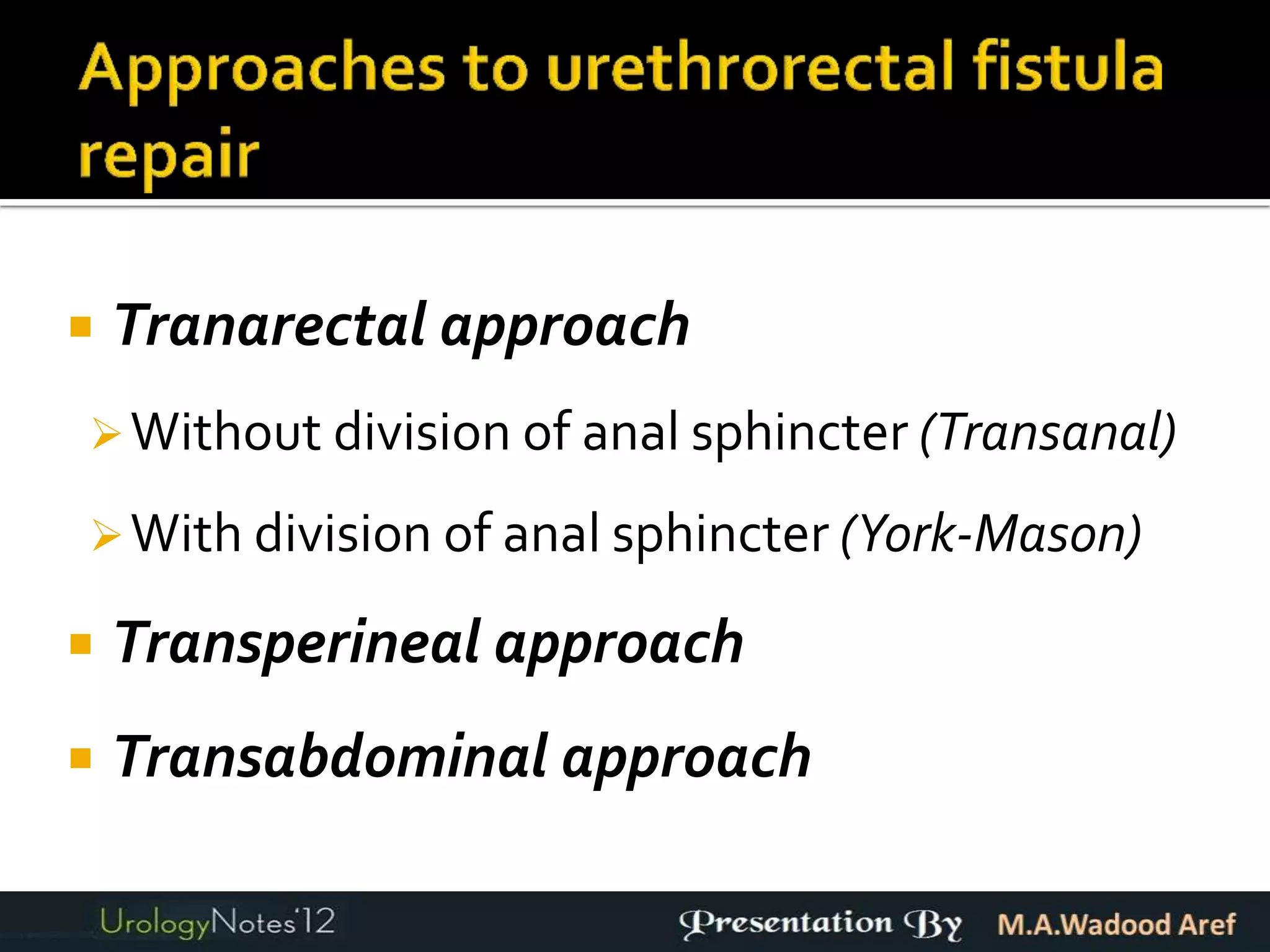 Urethrorectal fistula | PDF