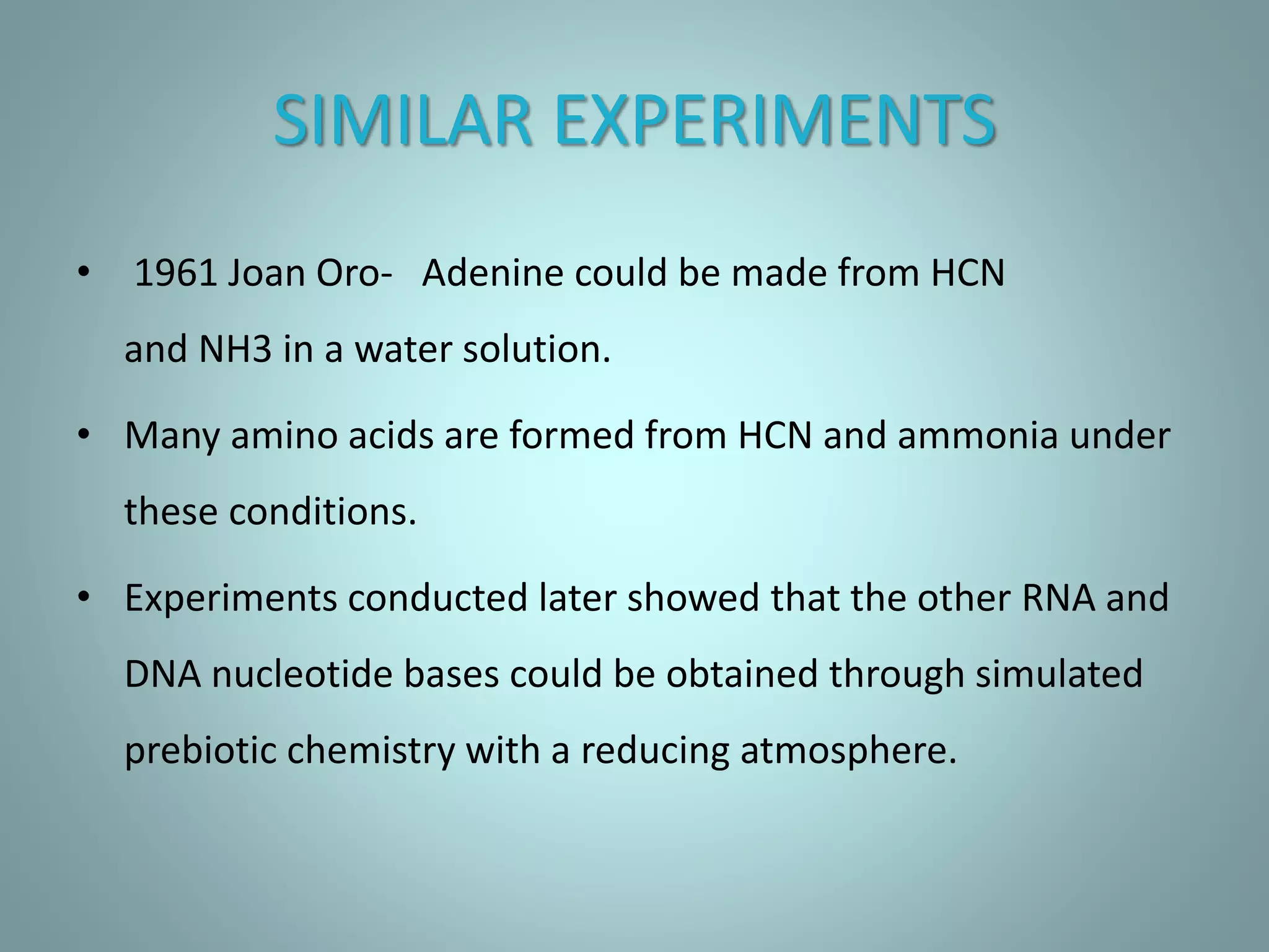 Urey miller experiment | PPTX