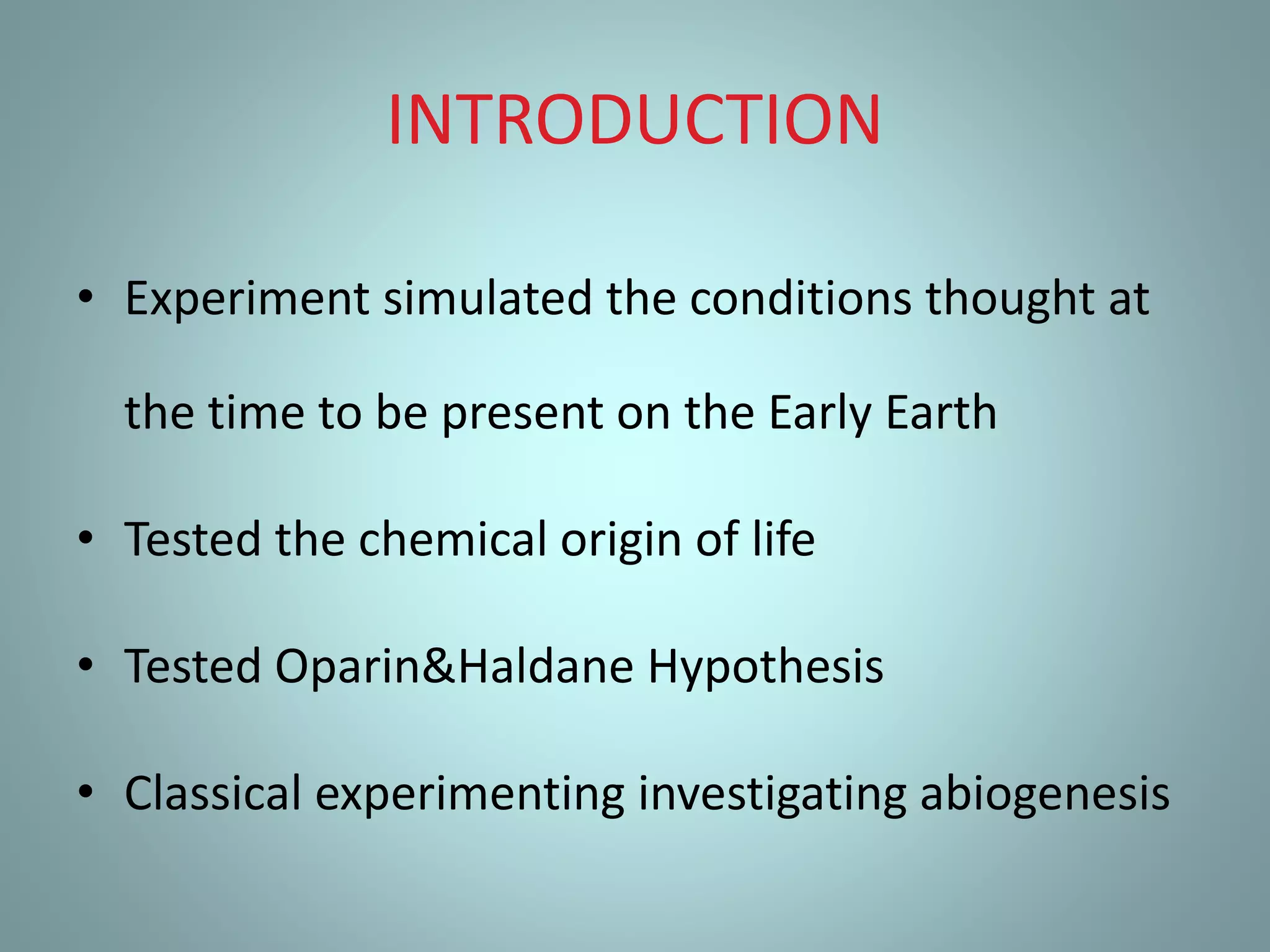 Urey miller experiment | PPTX