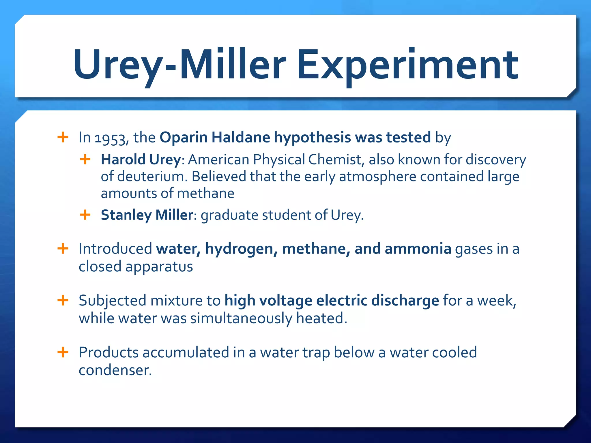 Urey Miller Experiment | PPTX | Chemistry | Science