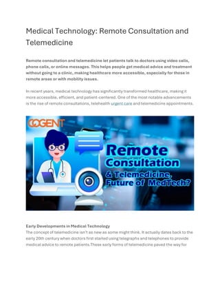 Revolutionizing Healthcare: Remote Consultation and Telemedicine | PDF