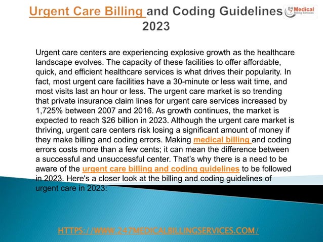 Urgent Care Billing and Coding Guidelines 2023.pptx | Health Insurance ...