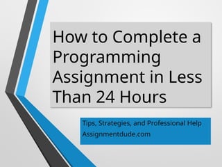 Struggling with Deadline- Know How to Complete a Programming Assignment ...