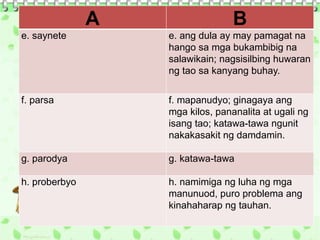 Uri ng Dula ayon sa dula sa filipino 3rd | PPTX