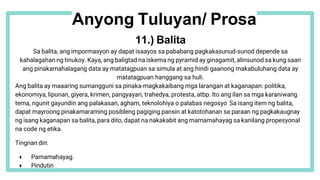 Uri at anyo ng panitikan at ang kahulugan nito | PDF