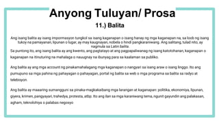 Uri at anyo ng panitikan at ang kahulugan nito | PDF