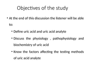 uric acid ppt.pptxth for the health department | PPT