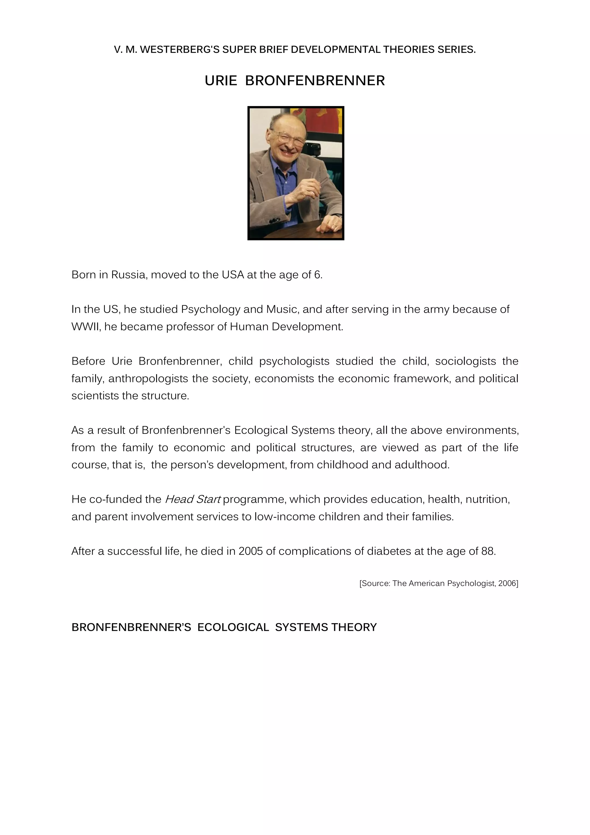 Urie Bronfenbrenner biology and theory | PDF