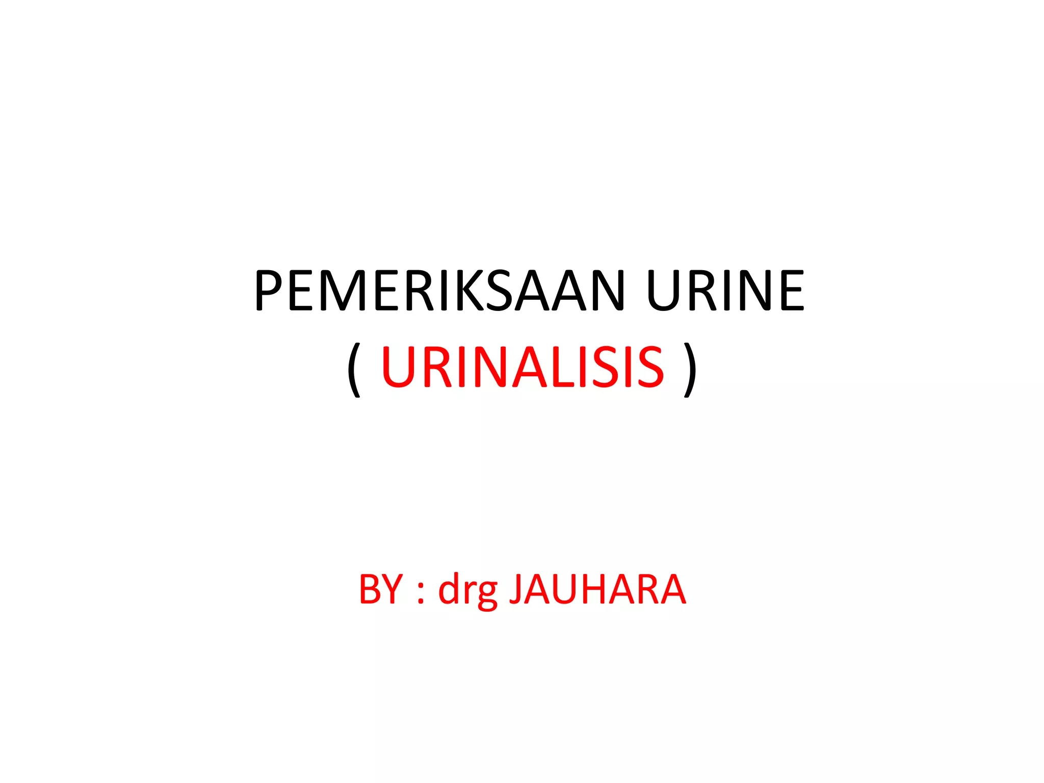 PEMERIKSAAN URINE (Urinalisis) | PPTX